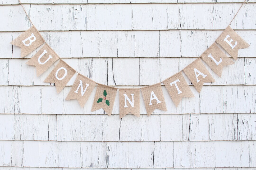 Buon Natale Banner, Italian Christmas Decorations, Christmas Burlap ...