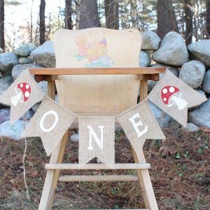 Mushroom Toadstool Highchair Banner, Forest 1st First Birthday Party ...