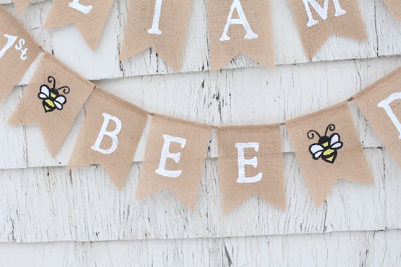 Happy Bee Day Banner, Custom Bee Day Banner, Bumble Bee First 1st ...
