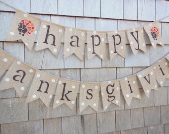 Ready to Ship Thankful Burlap Banner Thanksgiving Decor | Etsy