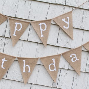 Happy Birthday Burlap Banner, Happy Birthday Bunting, Birthday ...