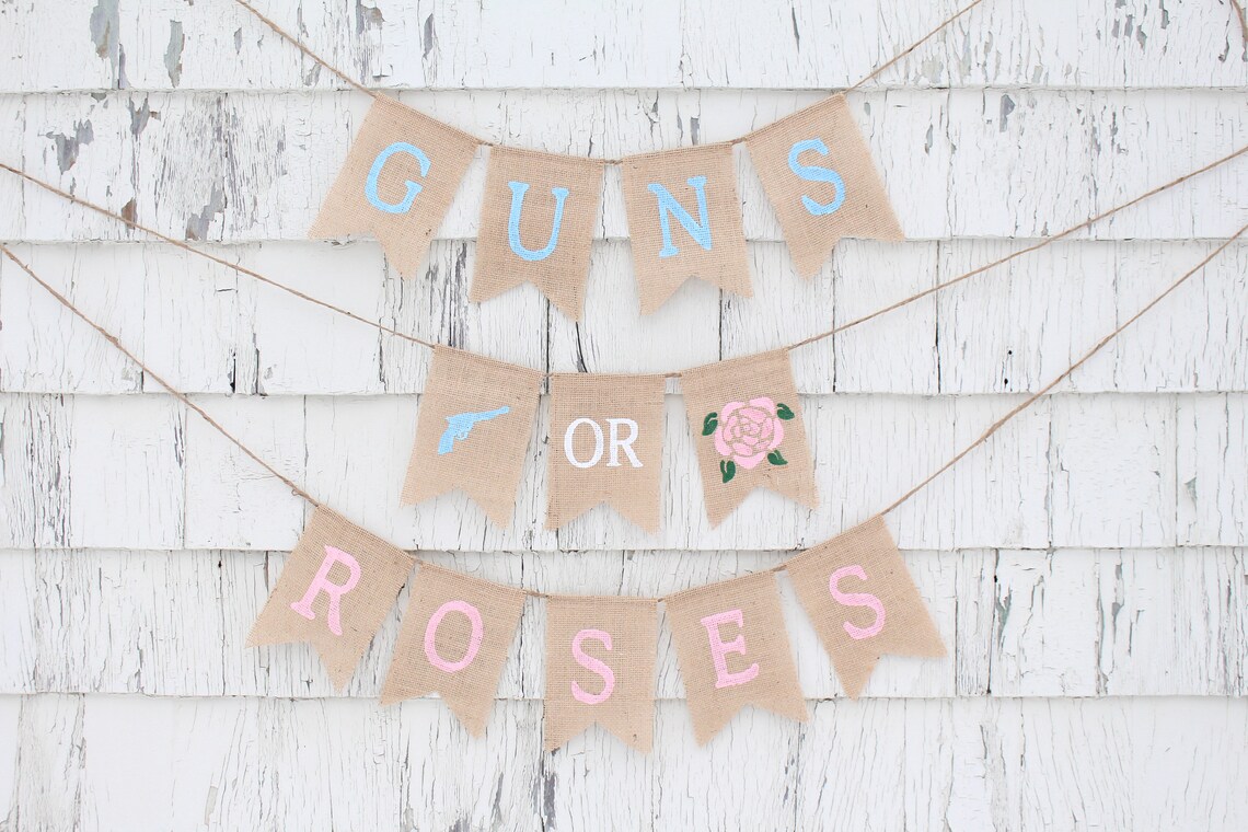 Guns or Roses Gender Reveal, Guns or Roses Banner, Gender Reveal Party ...
