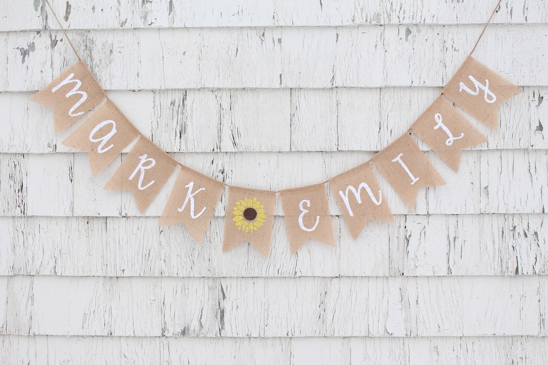 Custom Personalized Burlap Banner, Custom Sunflower Name Banner ...
