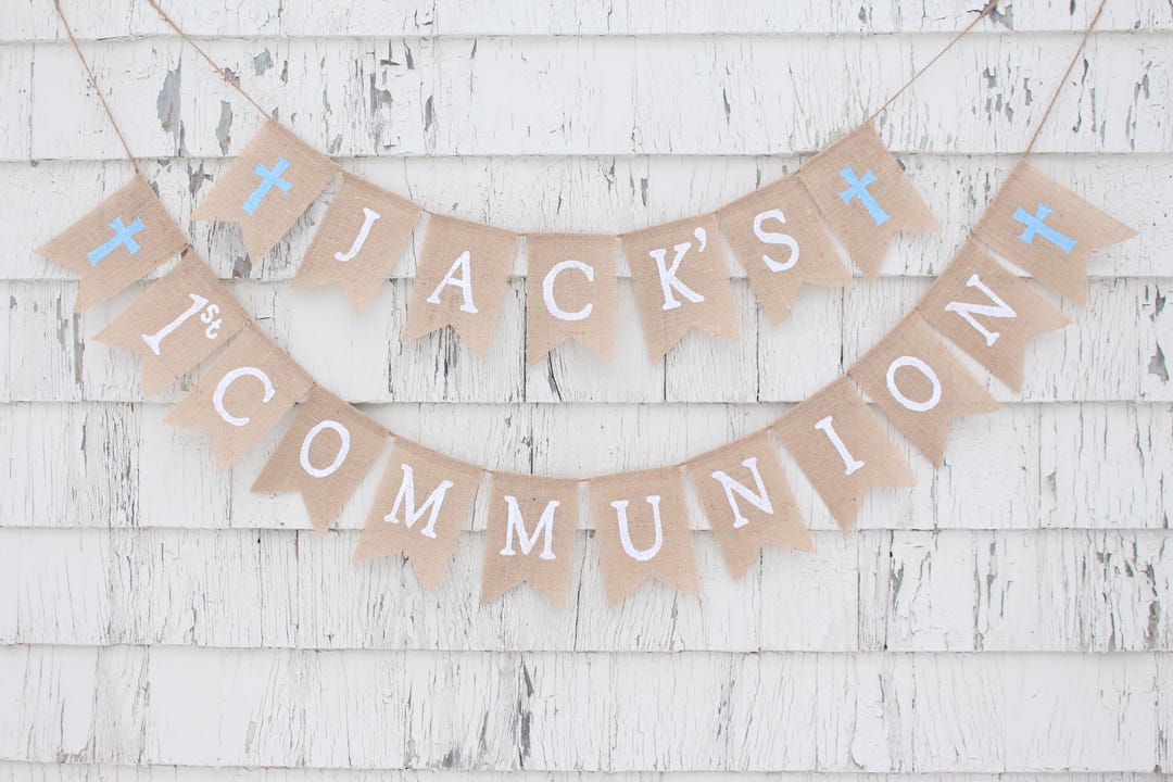 Boy First Communion Banner, Custom Personalized Communion Banner Sign ...
