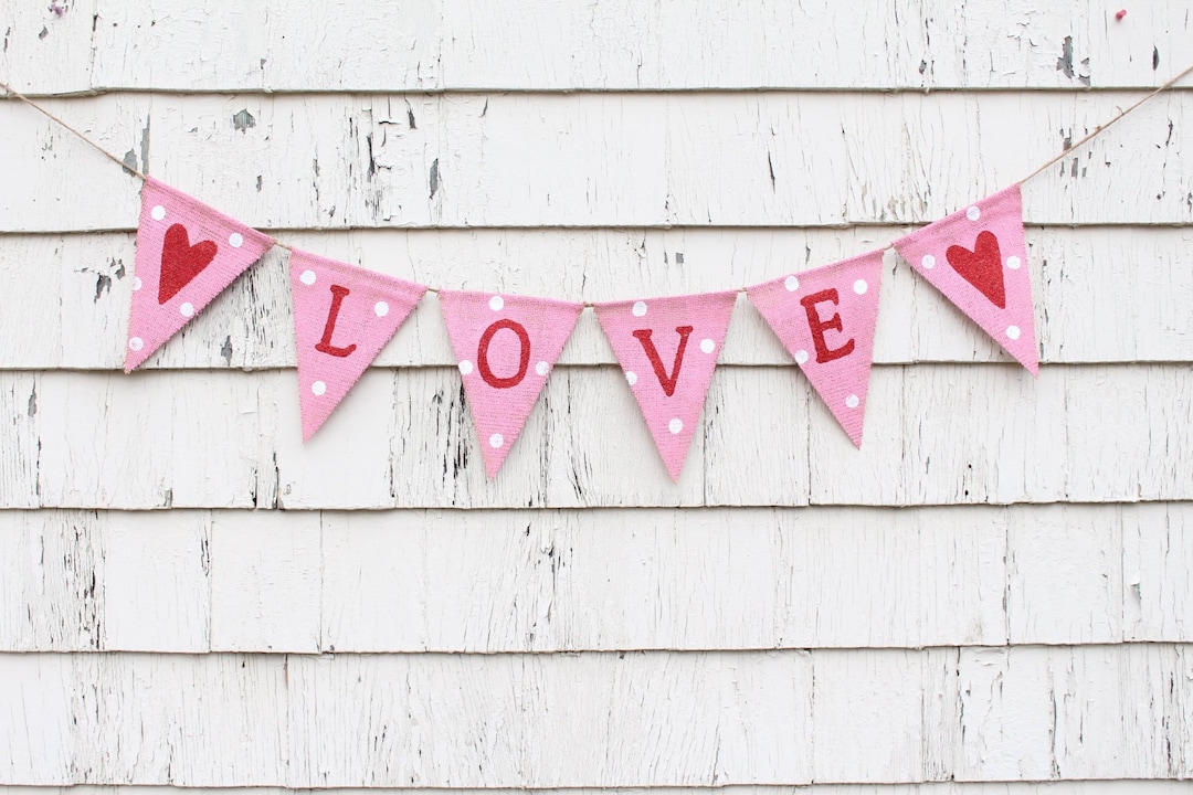 Valentines Day Decorations, Valentines Banner, Valentines Burlap ...