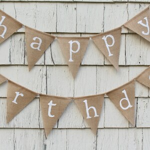 Navy Blue Birthday Decorations, Happy Birthday Burlap Banner, Happy ...