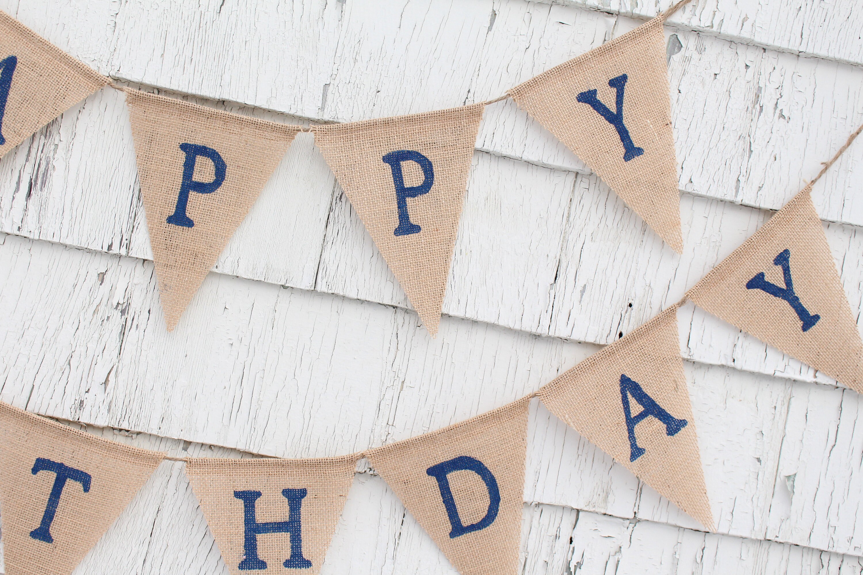 Navy Blue Birthday Decorations Happy Birthday Burlap Banner | Etsy