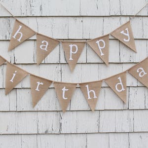 Happy Birthday Burlap Banner, Happy Birthday Bunting, Birthday ...