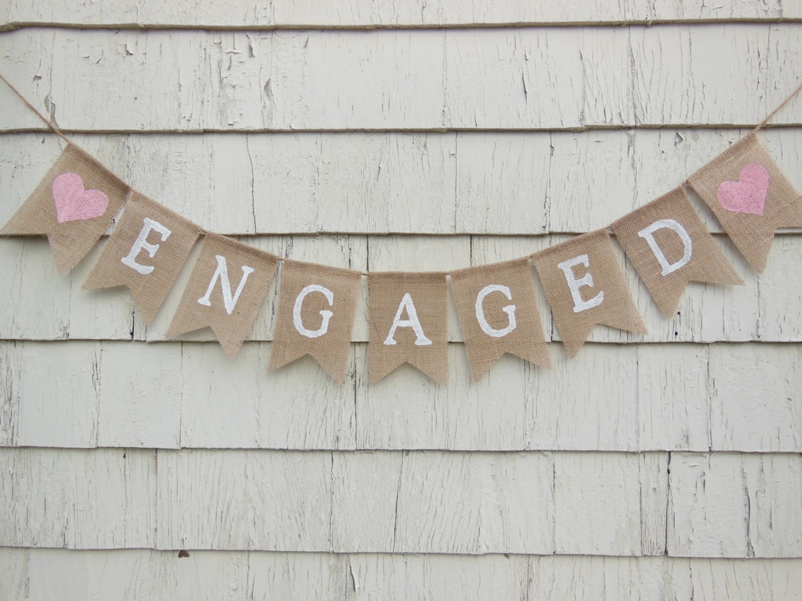 Engaged Banner, Engaged Bunting, Engagement Burlap Banner, Photo Prop ...