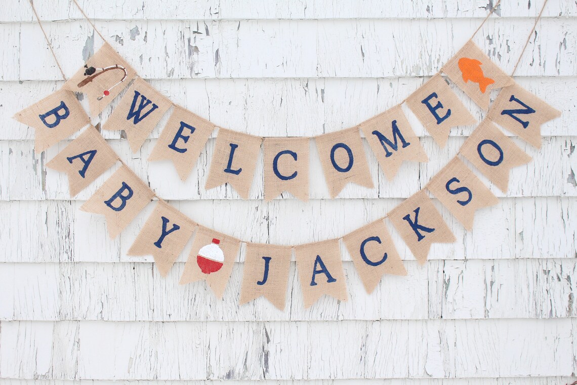 Fishing Baby Shower, Custom Welcome Baby Banner, Baby Boy Shower ...