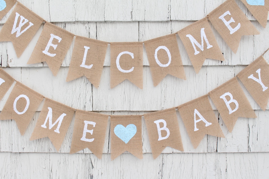 Welcome Home Baby Banner Burlap Baby Banner Welcome Baby - Etsy