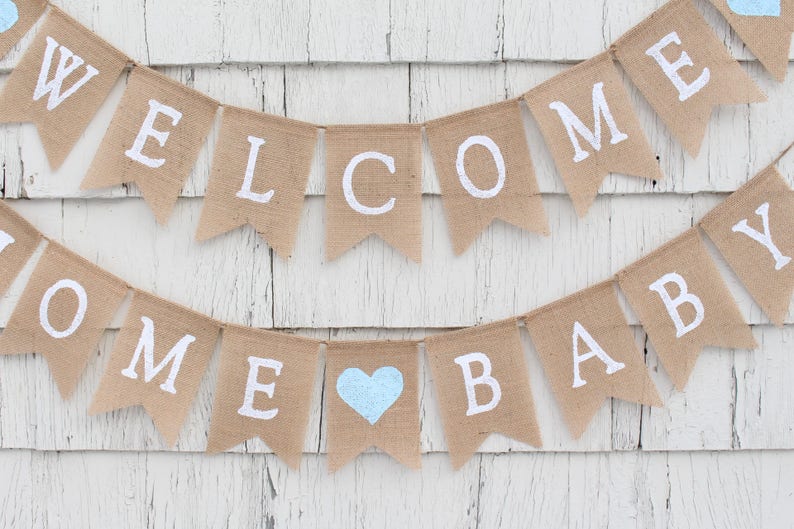 Welcome Home Baby Banner, Burlap Baby Banner, Welcome Baby Girl ...