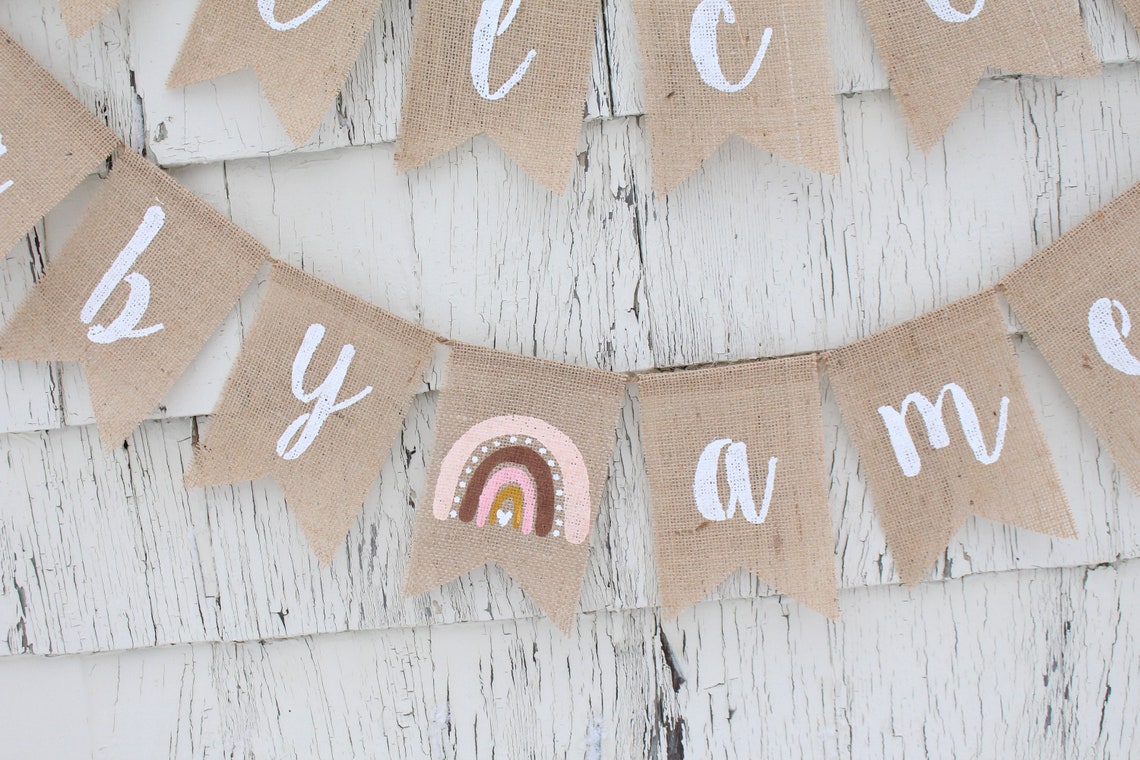 Boho Rainbow Baby Shower Decorations Custom Welcome Baby - Etsy