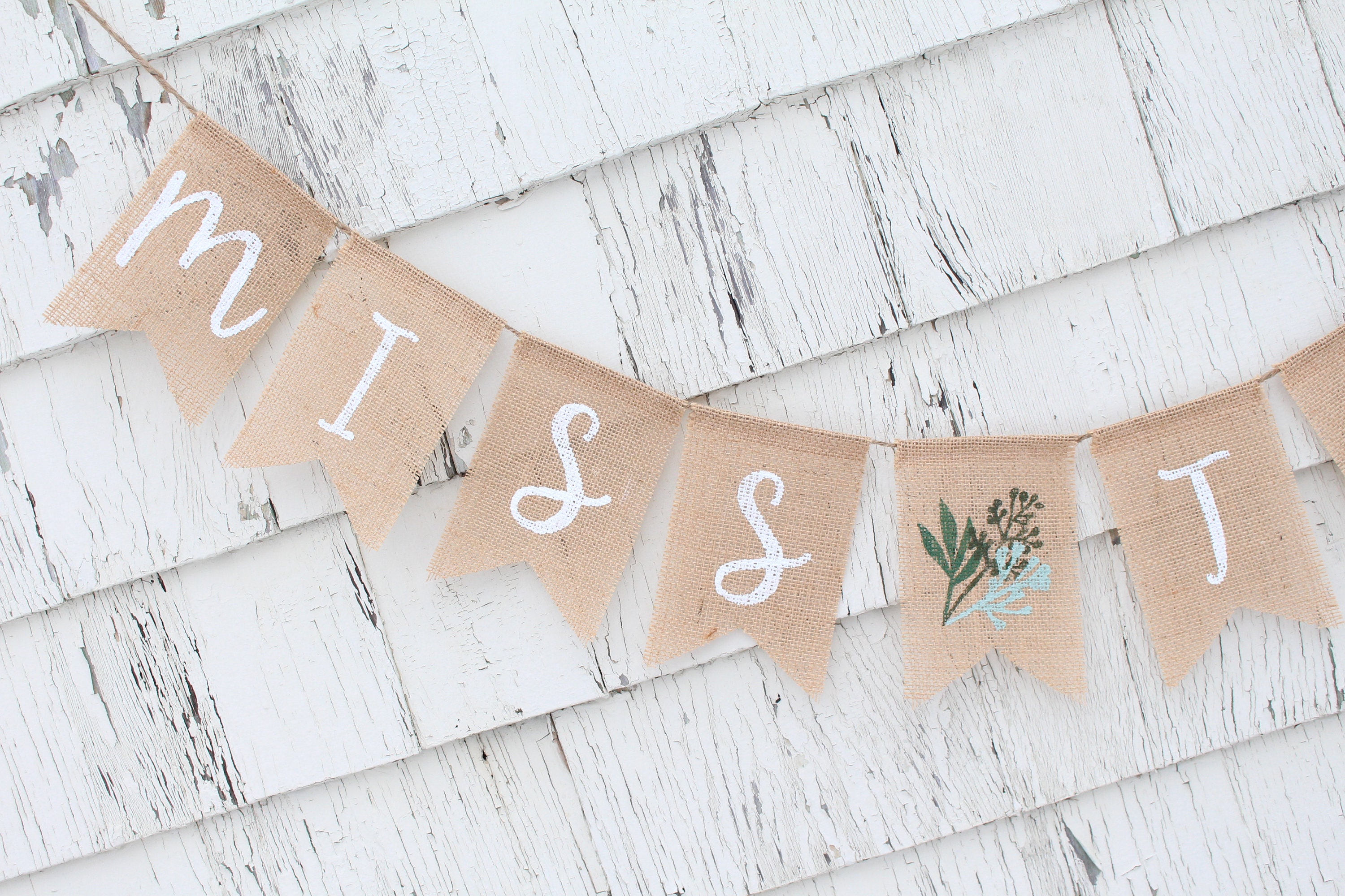 Miss to Mrs Burlap Banner Greenery Bridal Shower Decorations - Etsy