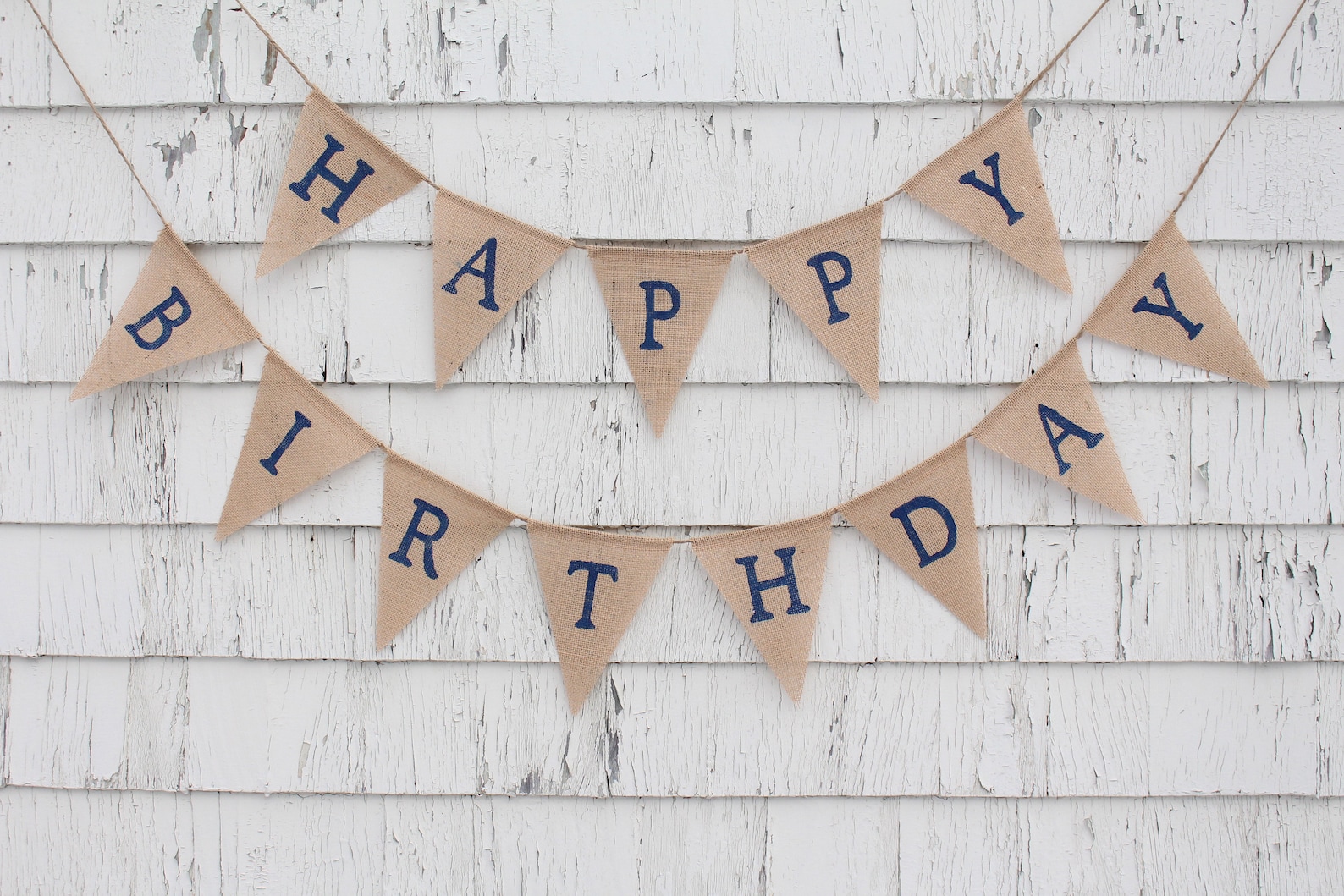 Navy Blue Birthday Decorations, Happy Birthday Burlap Banner, Happy ...