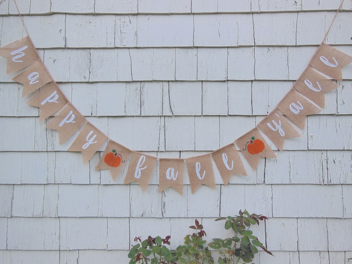 Happy Fall Y'all Burlap Banner Happy Fall Yall Bunting - Etsy