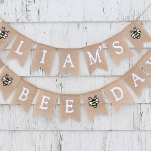 Happy Bee Day Banner, Custom Bee Day Banner, Bumble Bee First 1st ...