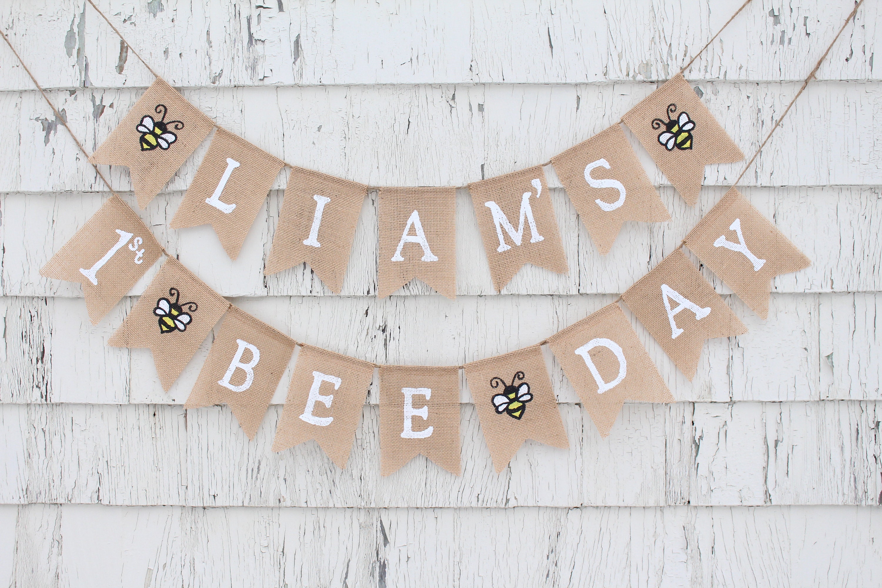 Happy Bee Day Banner, Custom Bee Day Banner, Bumble Bee First 1st ...