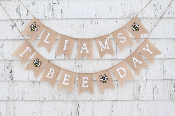 Happy Bee Day Banner Custom Bee Day Banner Bumble Bee First | Etsy