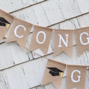 Graduation Burlap Banner, High School College Grad, Congratulations ...