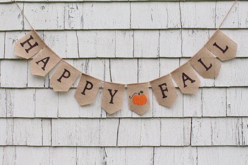 Happy Fall Burlap Banner Fall Bunting Fall Garland Happy - Etsy