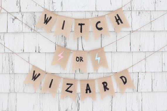 Witch or Wizard Gender Reveal Witch or Wizard Banner Gender | Etsy