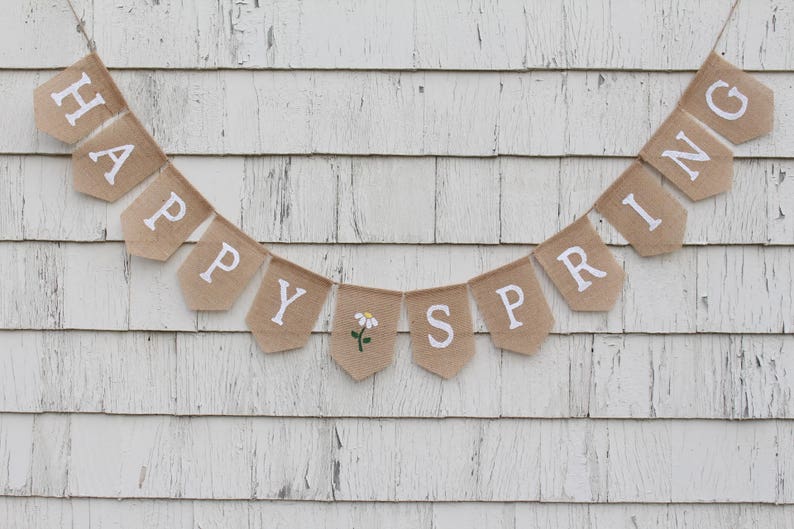Spring Decorations, Spring Banner, Spring Burlap Bunting, Spring Sign ...