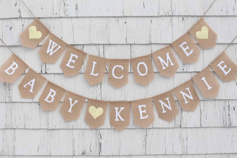 Gender Neutral Baby Shower Decor Welcome Baby Banner Burlap | Etsy