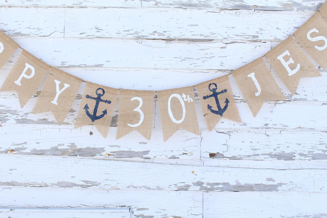 Custom Happy Birthday Banner Nautical Happy Birthday Banner | Etsy