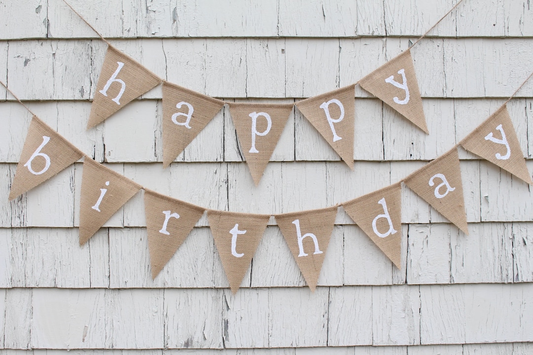Happy Birthday Burlap Banner, Happy Birthday Bunting, Birthday ...