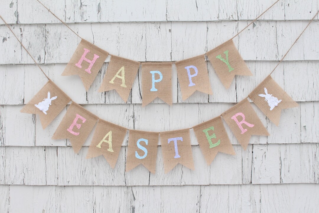 Easter Decor, Happy Easter Banner, Easter Bunting, Easter Garland ...
