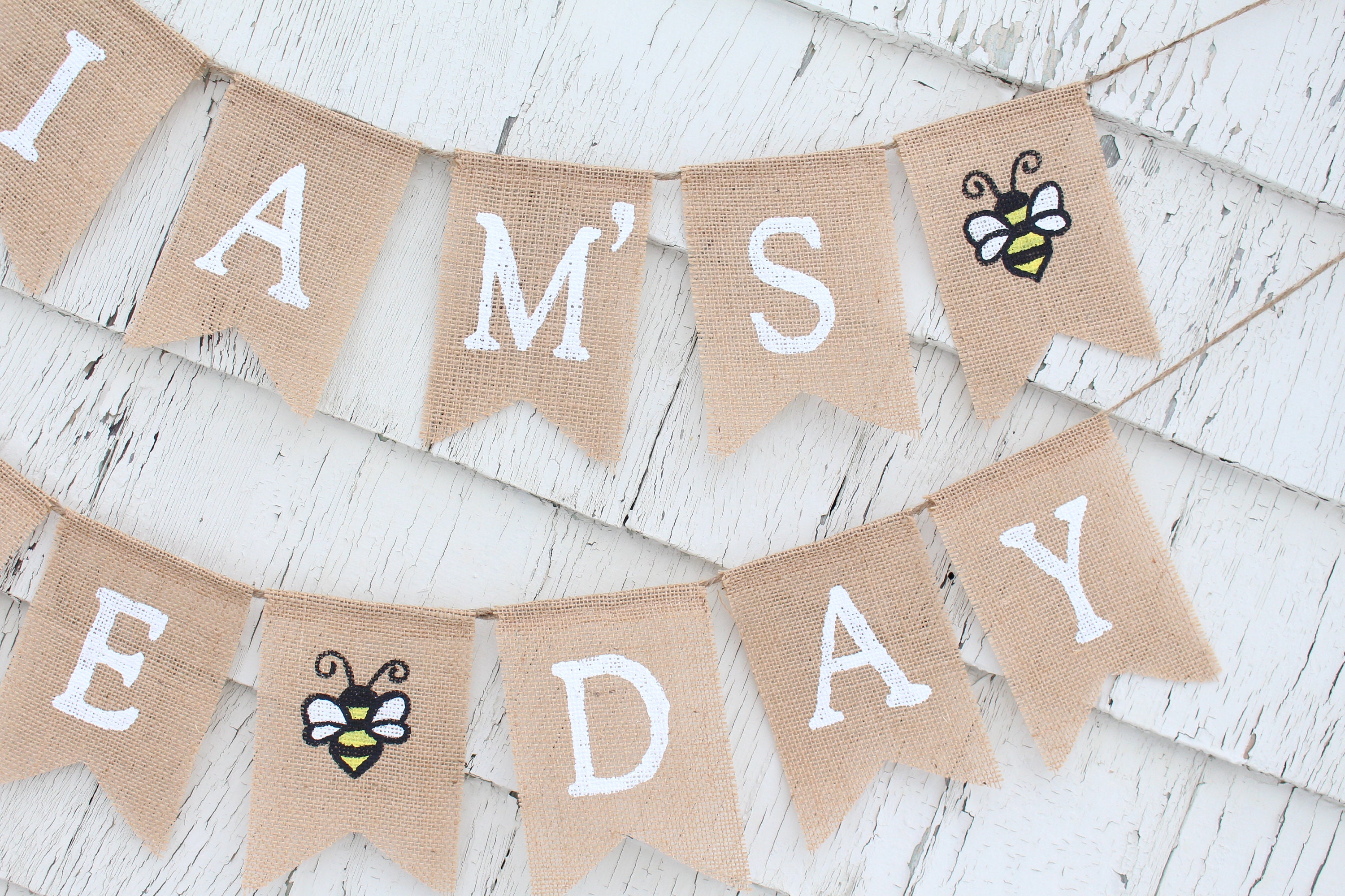 Happy Bee Day Banner, Custom Bee Day Banner, Bumble Bee First 1st ...