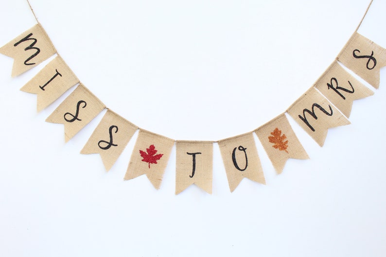 Fall Bridal Shower Decorations Miss to Mrs Burlap Banner - Etsy