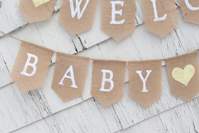 Gender Neutral Baby Shower Decor Welcome Baby Banner Burlap - Etsy