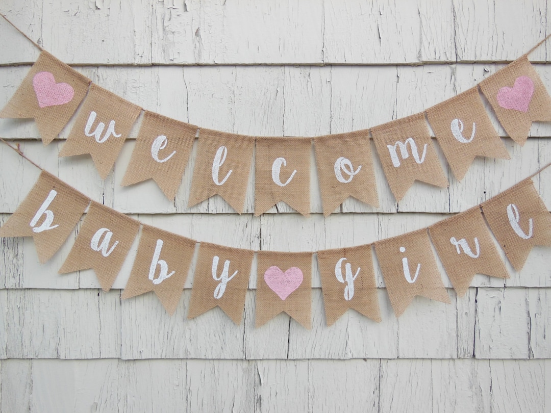 Welcome Baby Girl Banner, Baby Girl Shower Decorations, Baby Girl ...