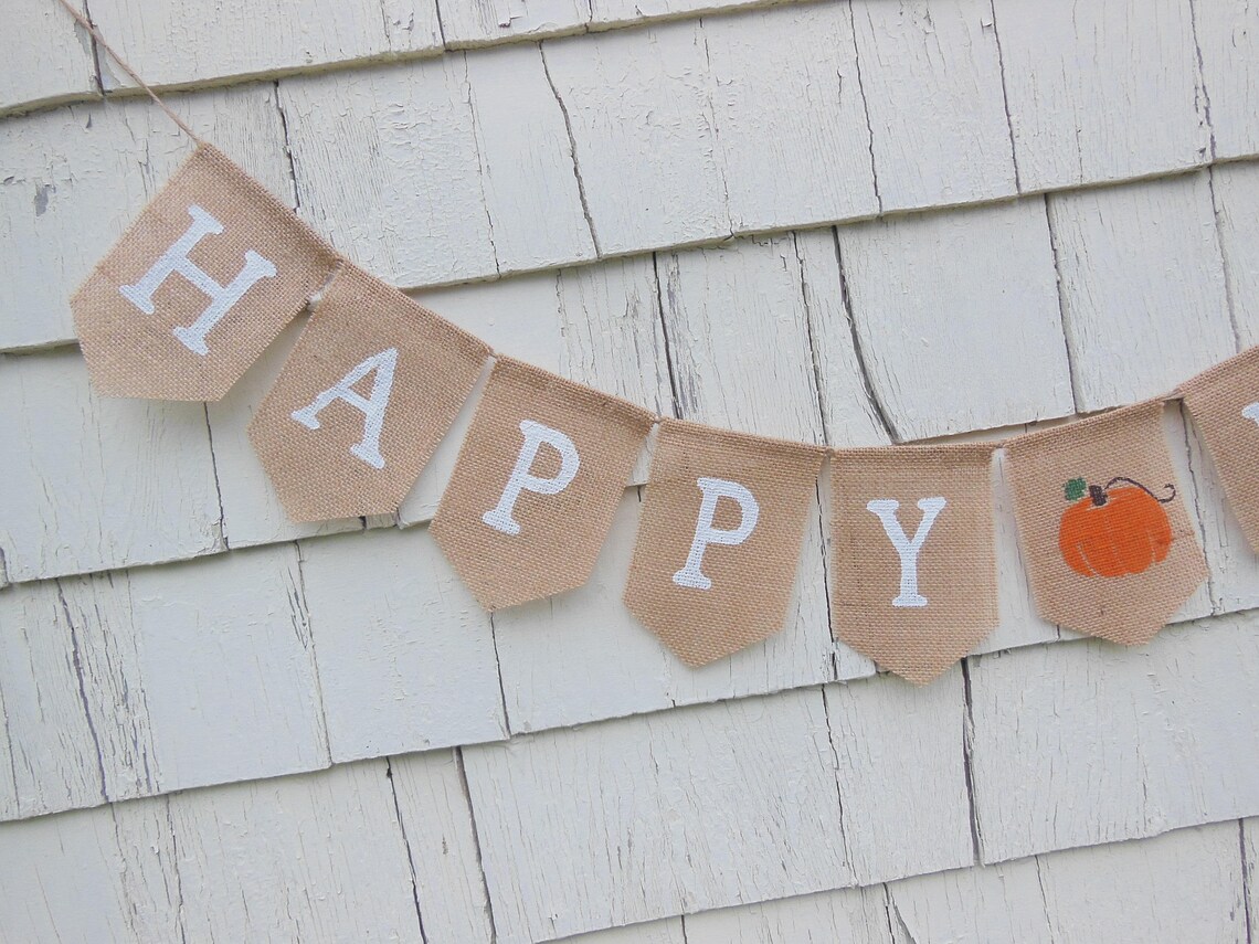 Happy Fall Burlap Banner Fall Bunting Fall Garland Happy | Etsy