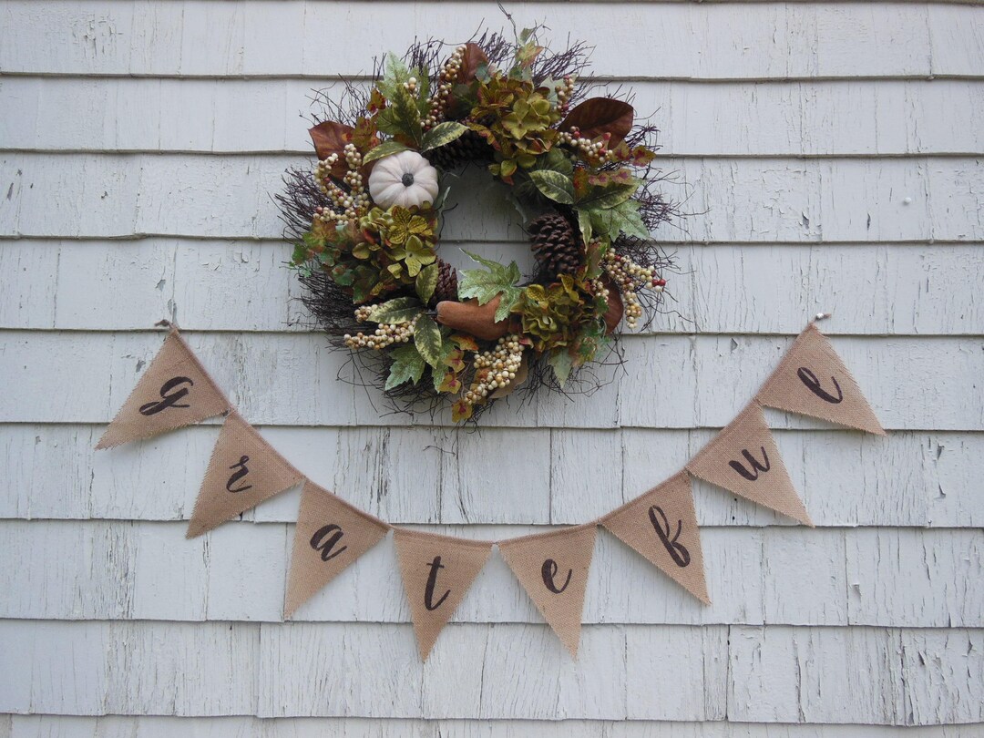 Thanksgiving Decor, Thanksgiving Banner, Grateful Burlap Banner ...