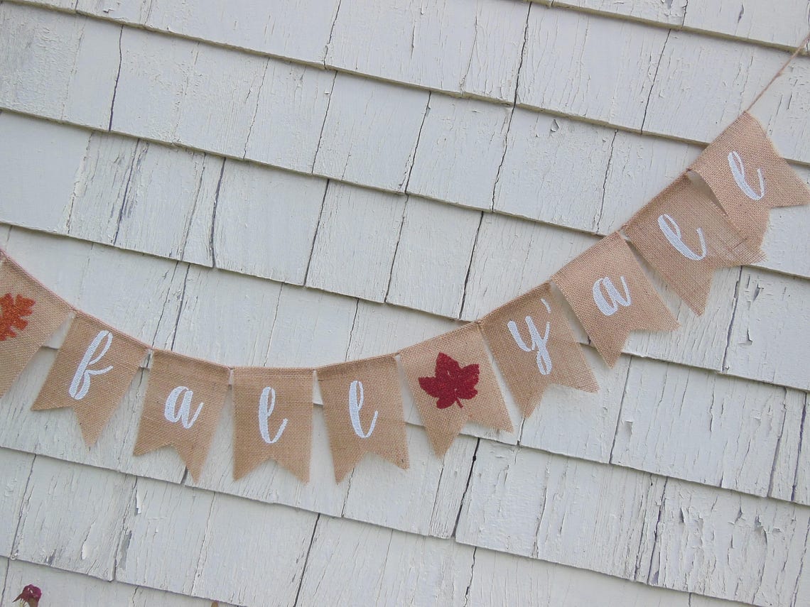 Happy Fall Y'all Burlap Banner Happy Fall Yall Bunting - Etsy