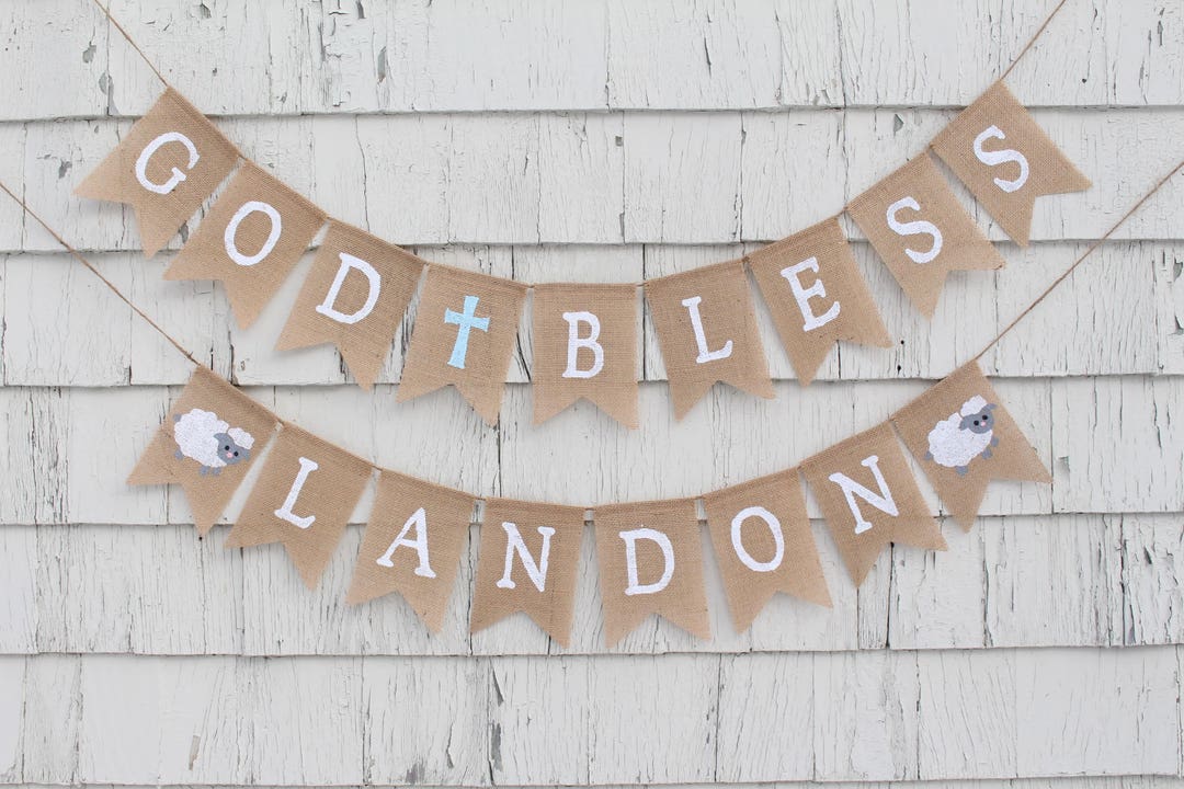 Lamb Baptism, First Communion Banner, Boy Baptism Banner, God Bless ...