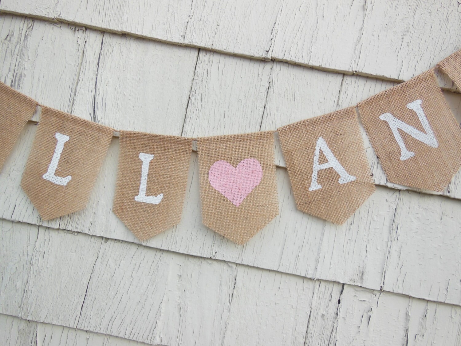 Custom Burlap Banner, Personalized Name Banner, Baby Girl Nursery Decor ...
