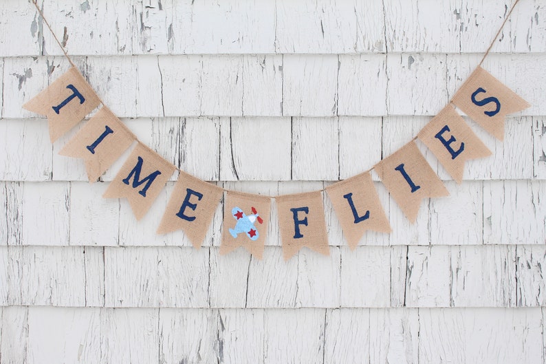 Time Flies 1st Birthday Banner, Airplane First Birthday Decor, Airplane ...
