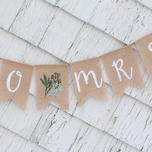 Miss to Mrs Burlap Banner, Greenery Bridal Shower Decorations, Greenery ...