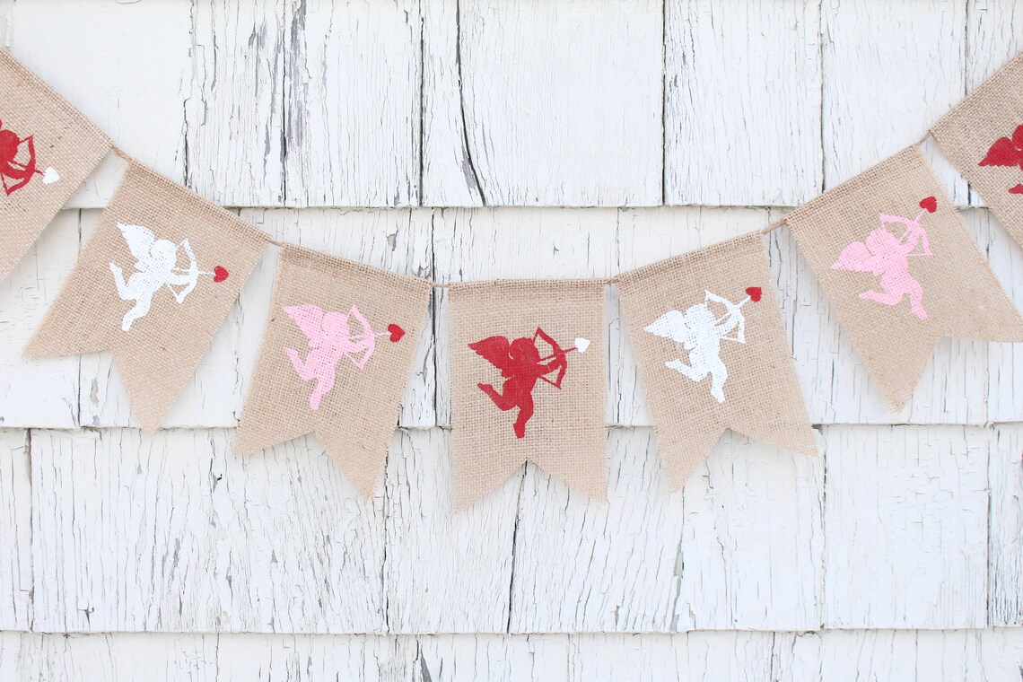 Cupid Decoration, Cupid Burlap Banner, Rustic Valentines Day ...