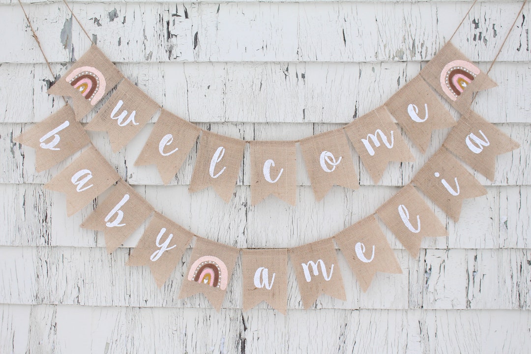 Boho Rainbow Baby Shower Decorations, Custom Welcome Baby Banner ...