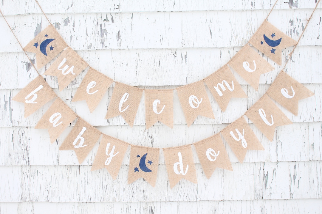 Over the Moon Baby Shower, Moon Shower Decorations, Baby Shower Burlap ...