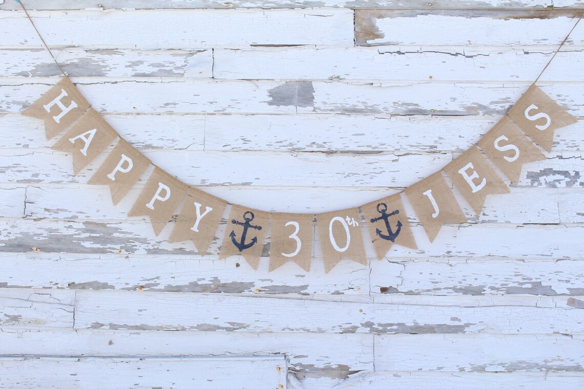 Custom Happy Birthday Banner Nautical Happy Birthday Banner - Etsy