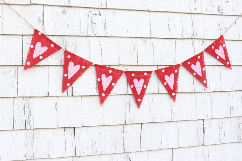 Valentines Day Decorations Heart Banner Valentines Banner | Etsy