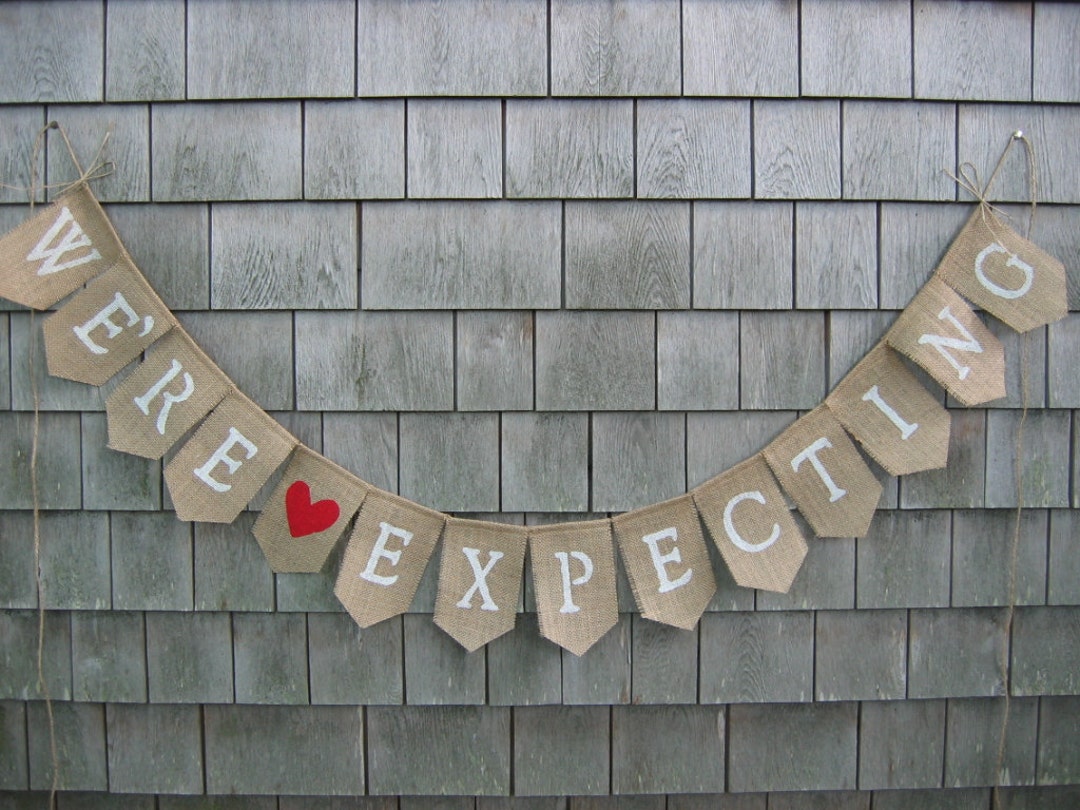 We're Expecting Banner, Baby Burlap Banner, Baby Bunting, Pregnancy ...