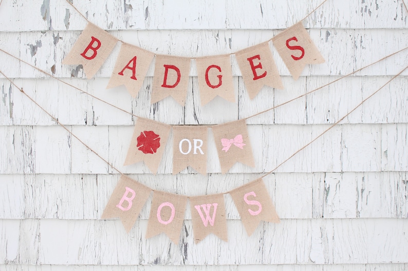 Firefighter Gender Reveal, Badges or Bows Gender Reveal, Badges or Bows ...