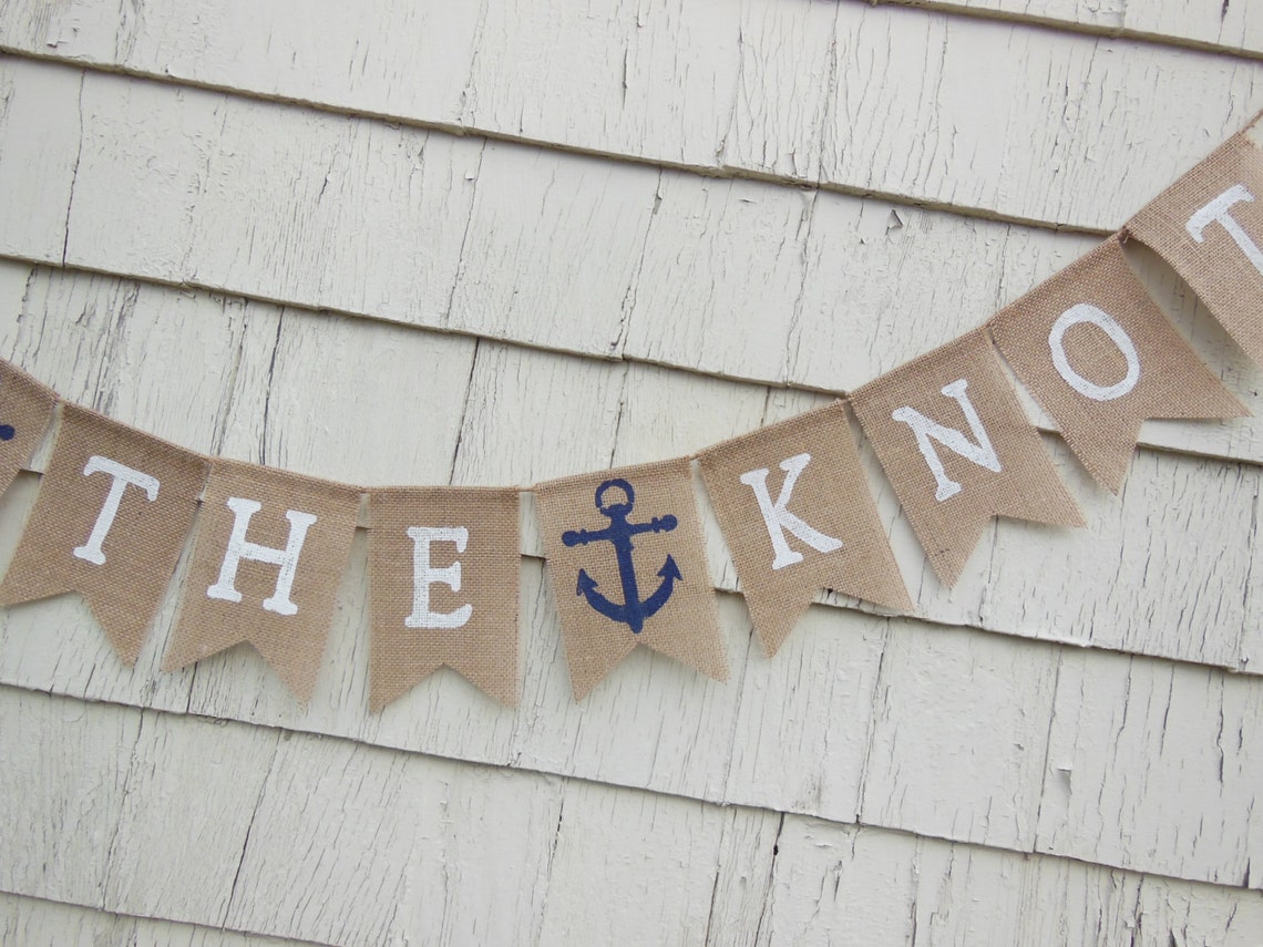 Tied the Knot Banner Just Married Burlap Banner Nautical - Etsy